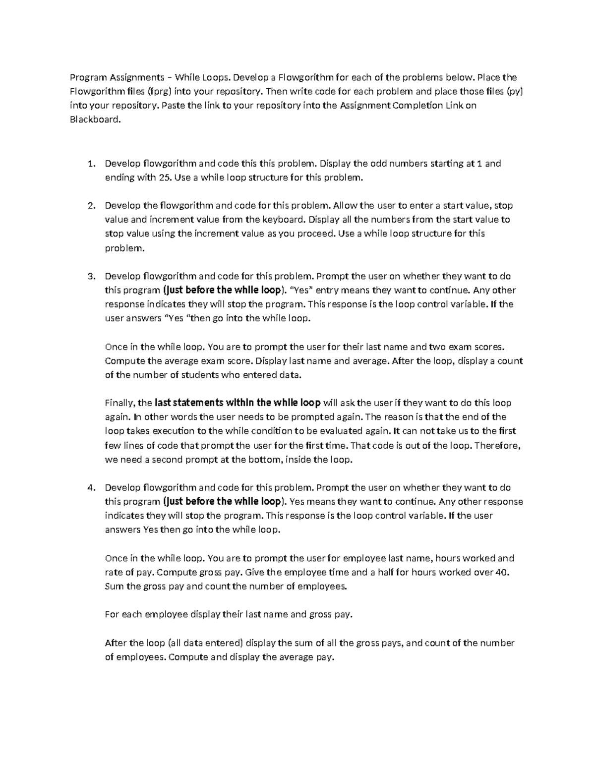 CIS 106 Assignment: While Loops Program Development Guide - Studocu