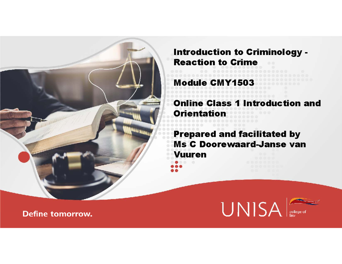 CMY1503 Introduction to Criminology: Online Class Overview & Study ...