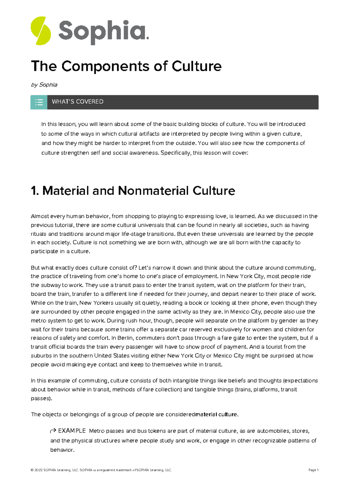 CULT 101: Understanding Material and Nonmaterial Culture in Society ...
