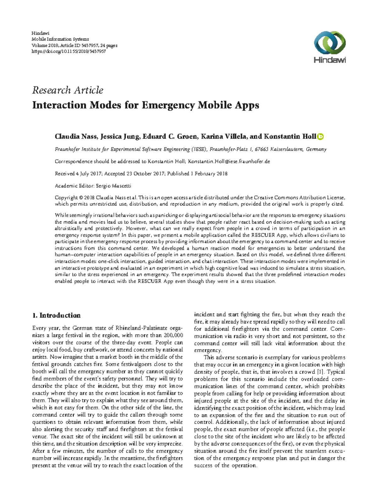 Interaction Modes for Emergency Mobile Apps (2018) - RESCUER App Study ...