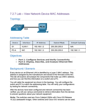 6.8.2 Lab - Configure NAT for IPv4 - Topology Addressing Table Device Interface IP Address ...