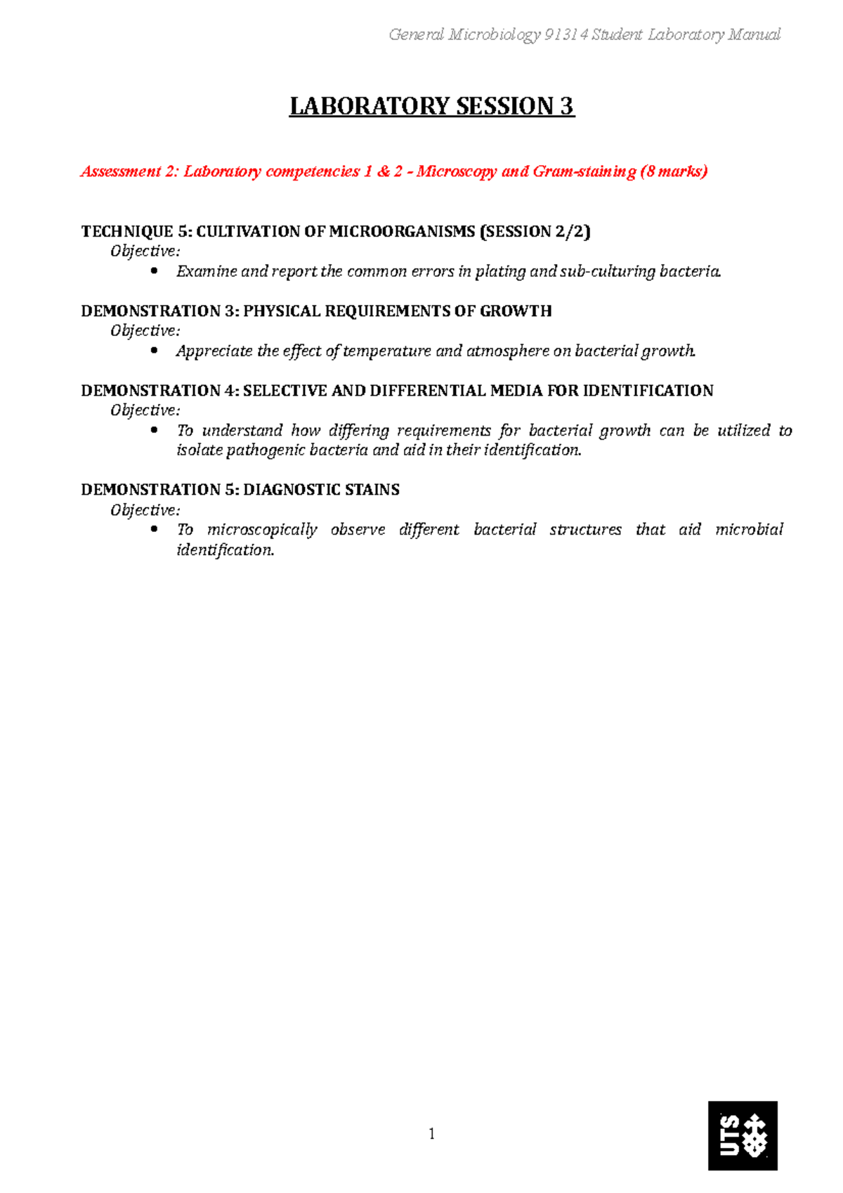 Gen Micro Lab Session 3 Worksheet - LABORATORY SESSION 3 Assessment 2 ...