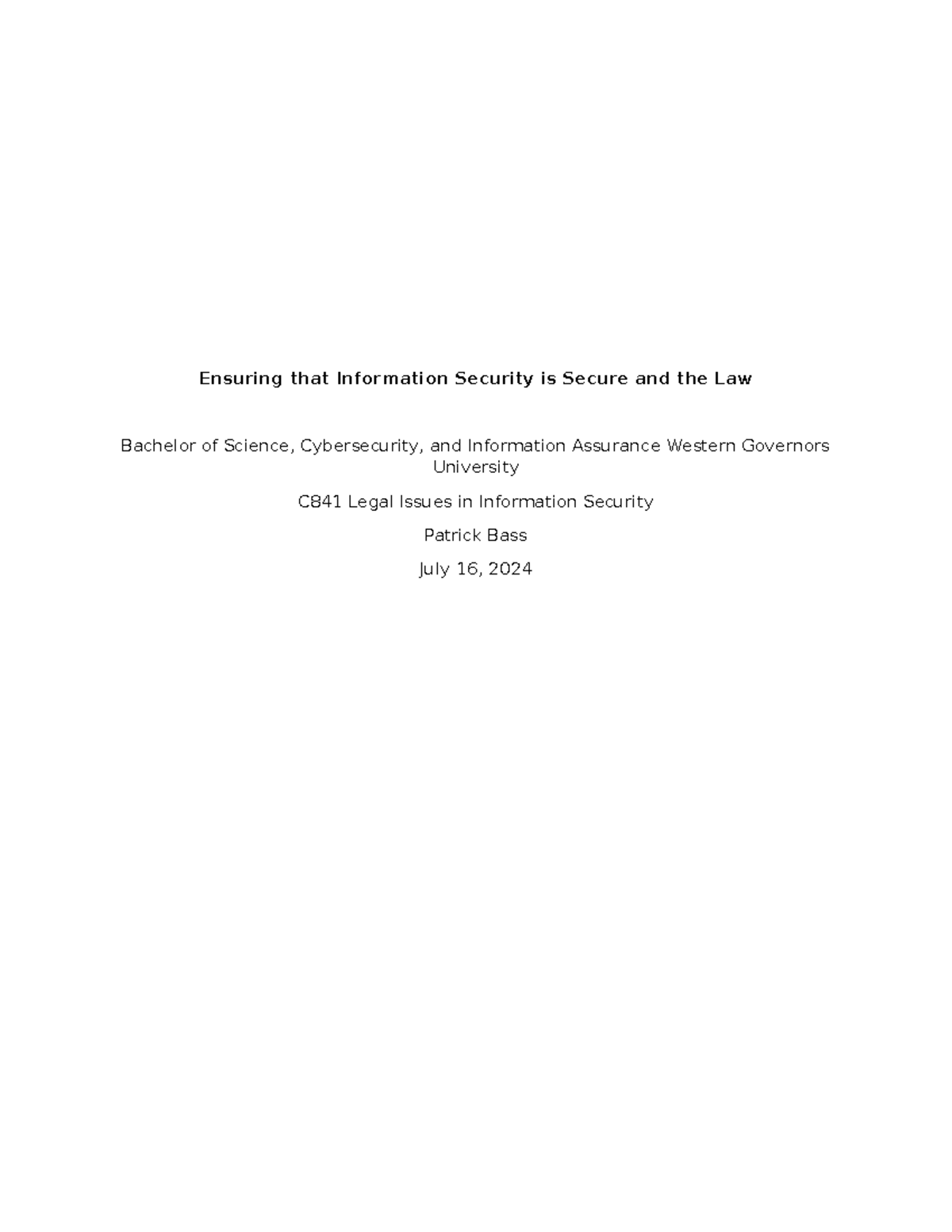 Task 1 C841 - task 1 - Ensuring that Information Security is Secure and ...