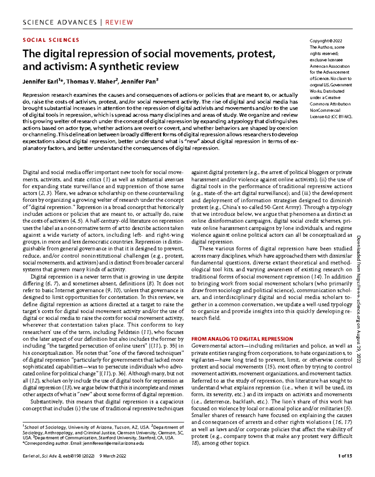 Digital repression of social movements and activism: A comprehensive ...