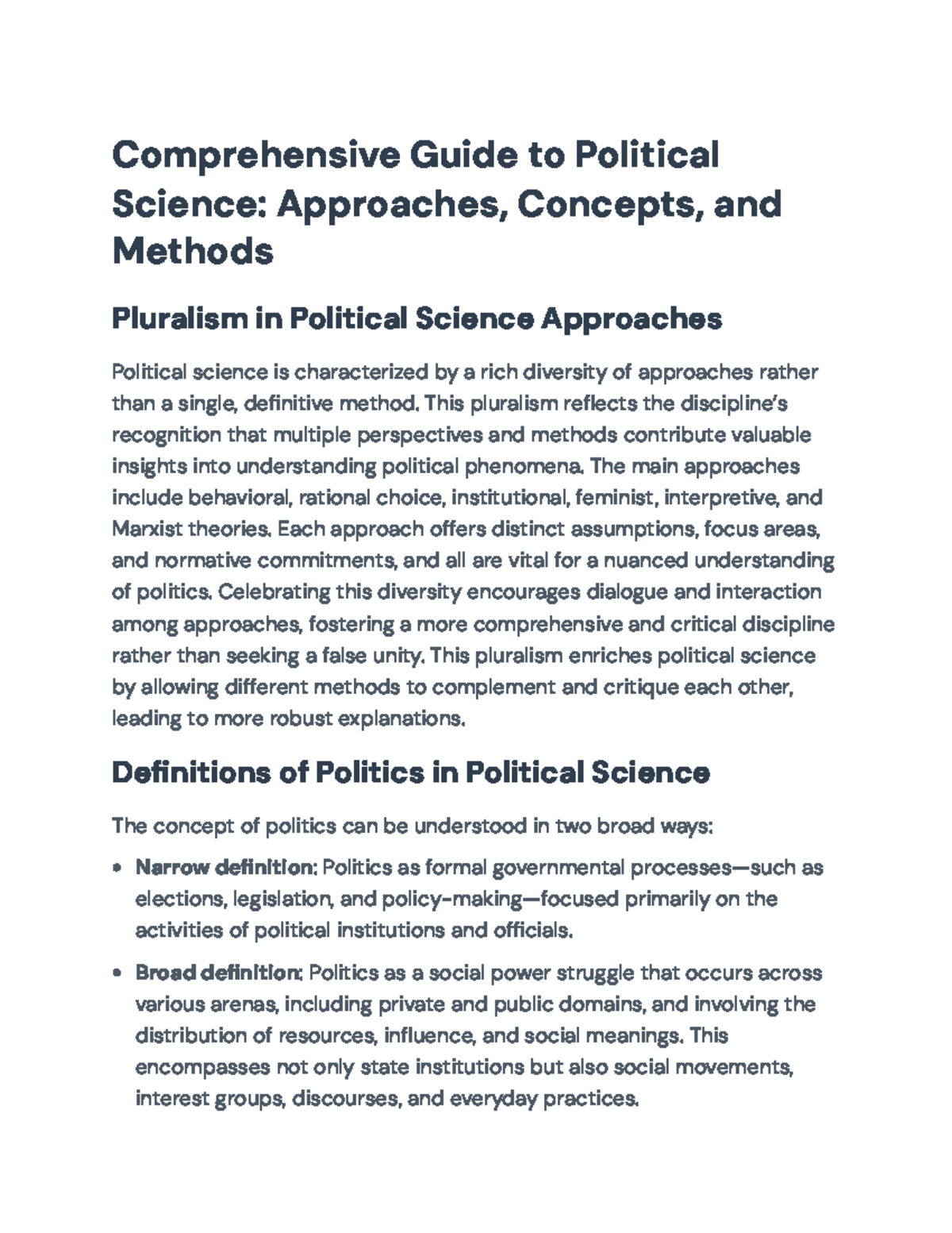 POL 201: Comprehensive Guide to Approaches in Political Science - Studocu