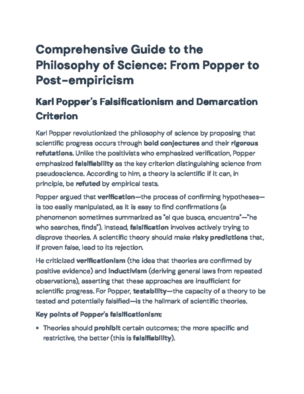 Comprehensive Guide to Philosophy of Science: From Popper to Post ...