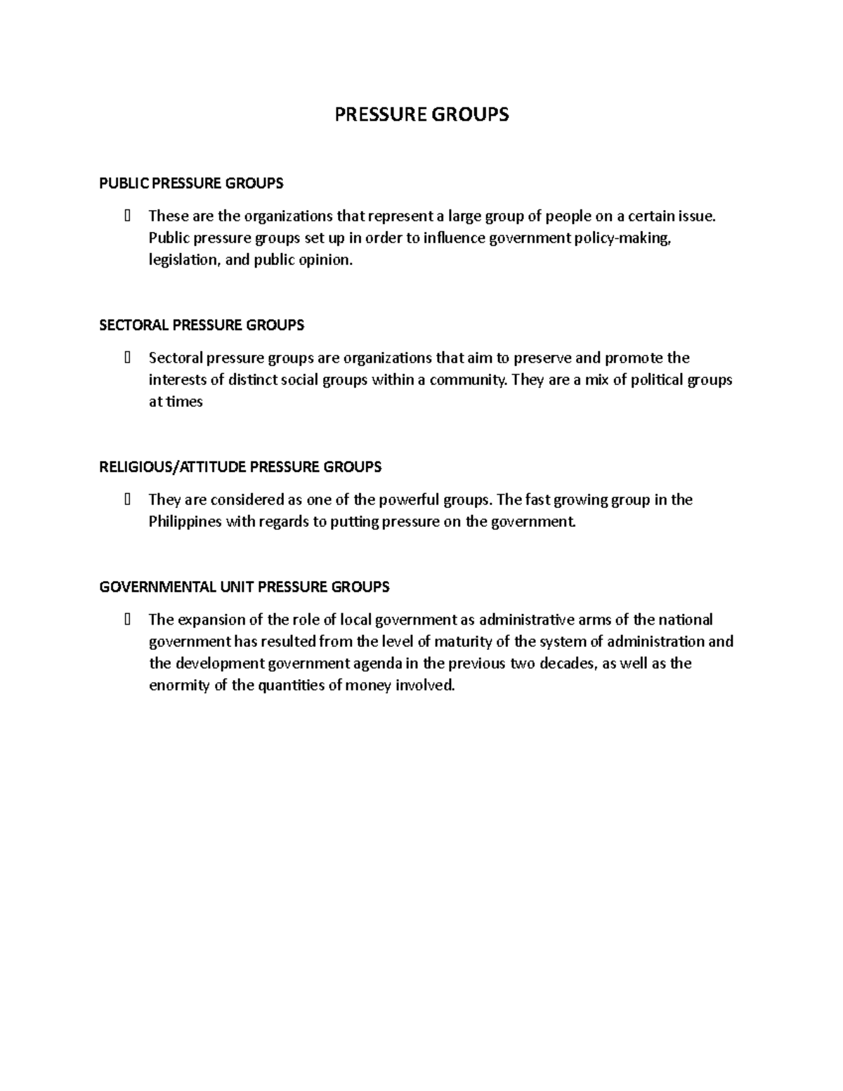 Pressure Groups: Dynamics and Causes of Economic Inequality - Studocu