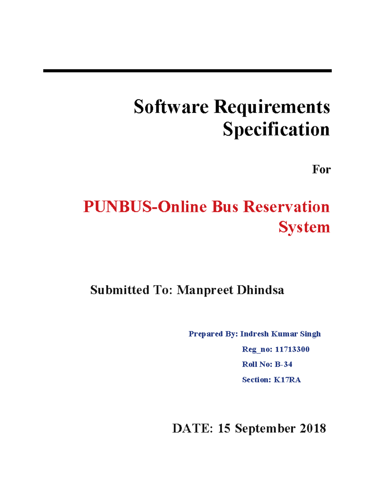 SRS Document for Online Bus Reservation System - PUNBUS - Studocu