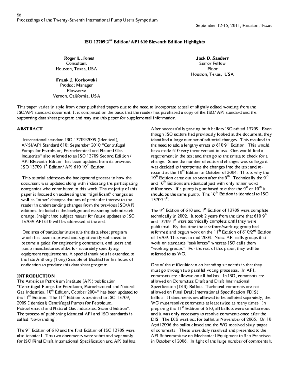 ISO 13709 2nd Edition: Key Highlights from API 610 Eleventh Edition - Studocu