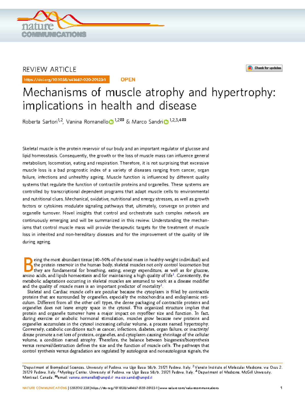 REVIEW ARTICLE: Mechanisms of Muscle Atrophy and Hypertrophy in Health ...