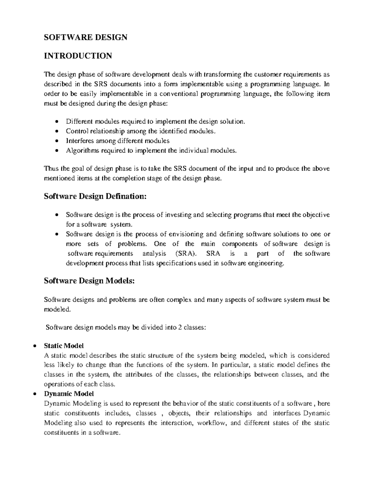 Software Engineering 3 UNIT - SOFTWARE DESIGN INTRODUCTION The design ...