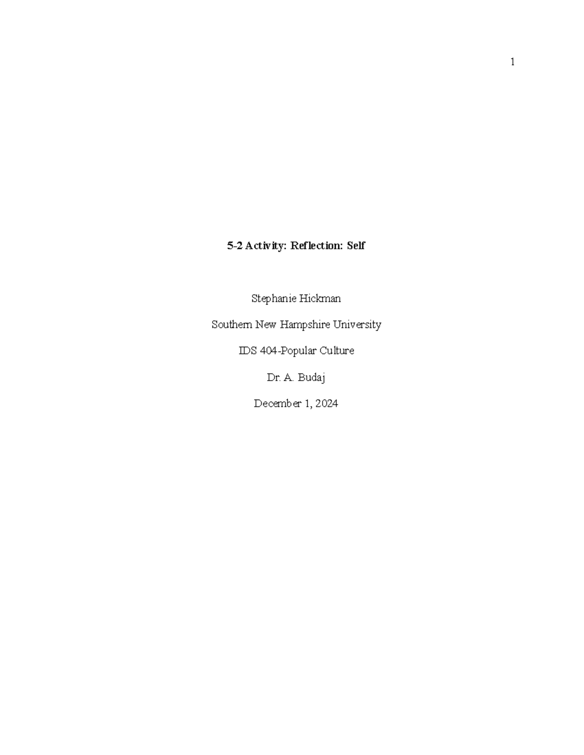 Module 5 Assignment Personal Reflection - 1 5-2 Activity: Reflection ...