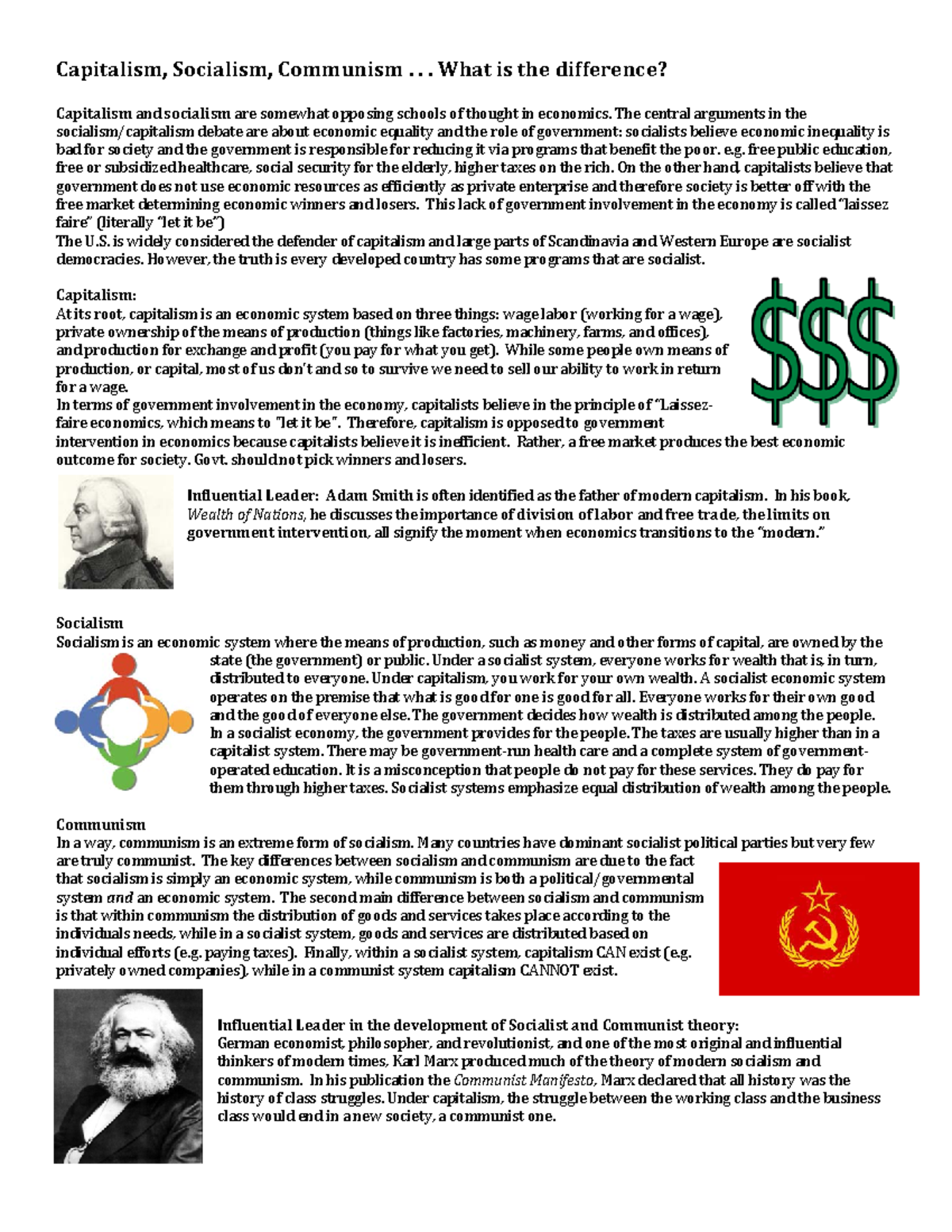 Capitalism socialism communism reading and - Capitalism, Socialism ...
