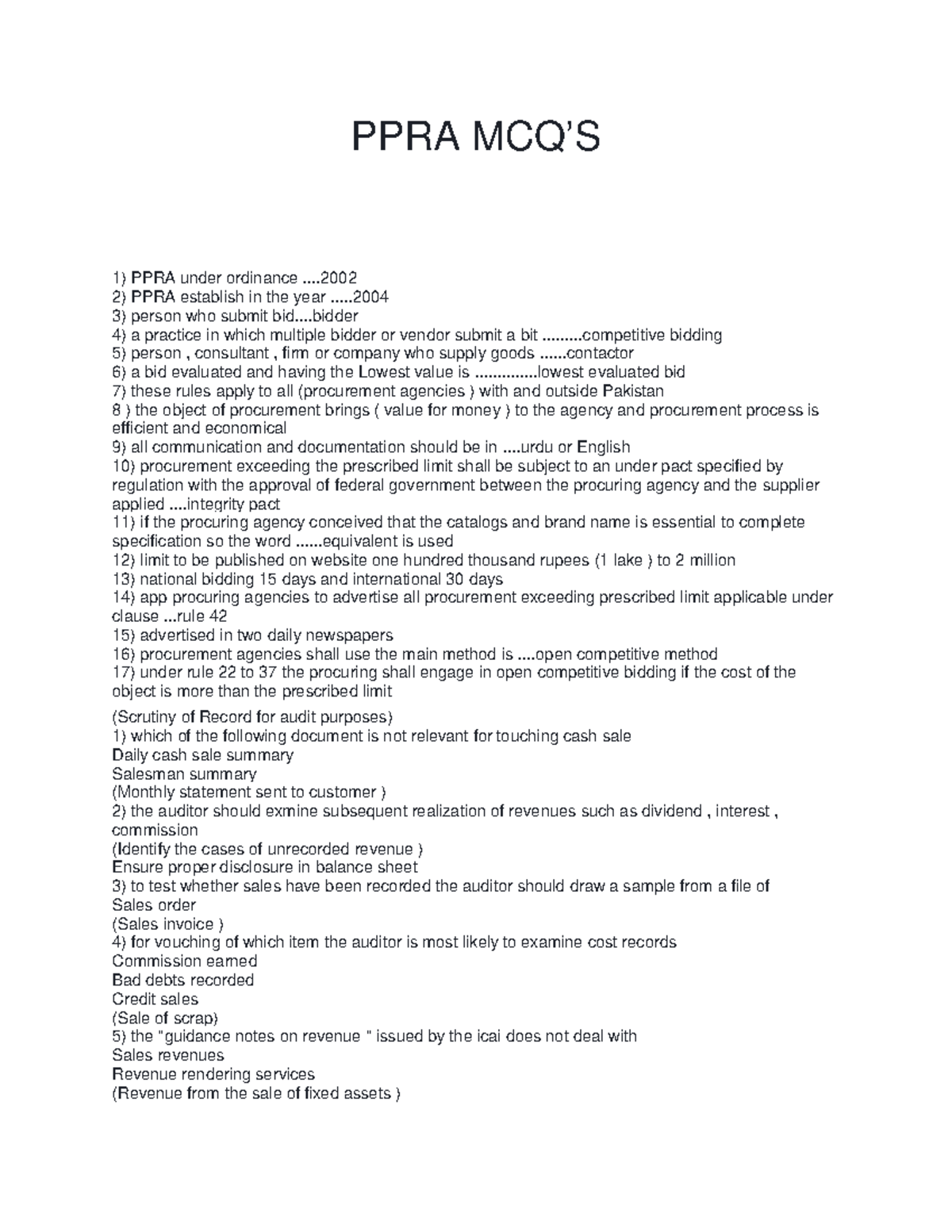 PPRA MCQs - Comprehensive Revision Questions for Full Chapter Study ...