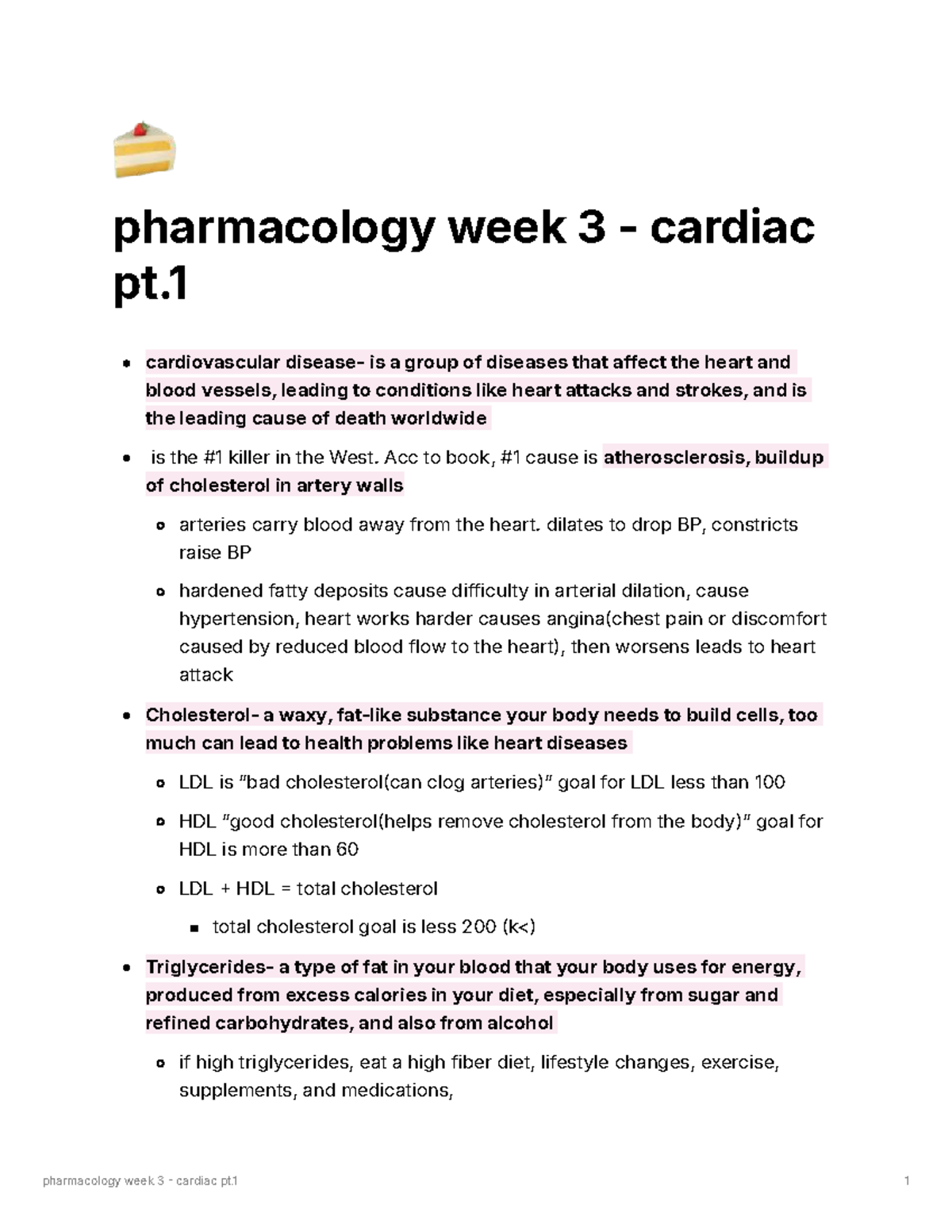 Pharmacology Week 3 - Cardiac: Understanding Cardiovascular Diseases ...
