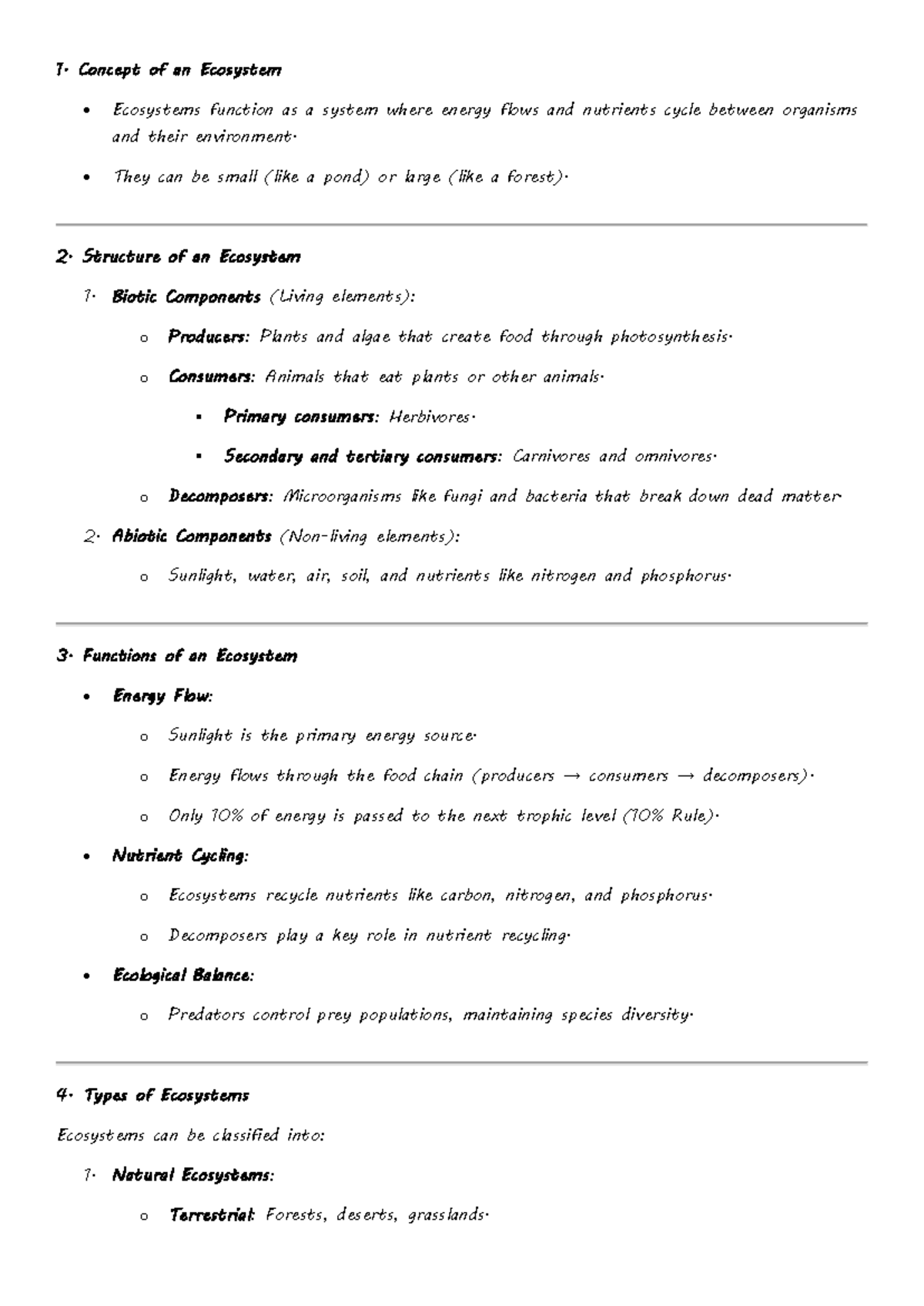 ECO 101: Ecosystem Concepts, Structure, and Functions Notes - Studocu