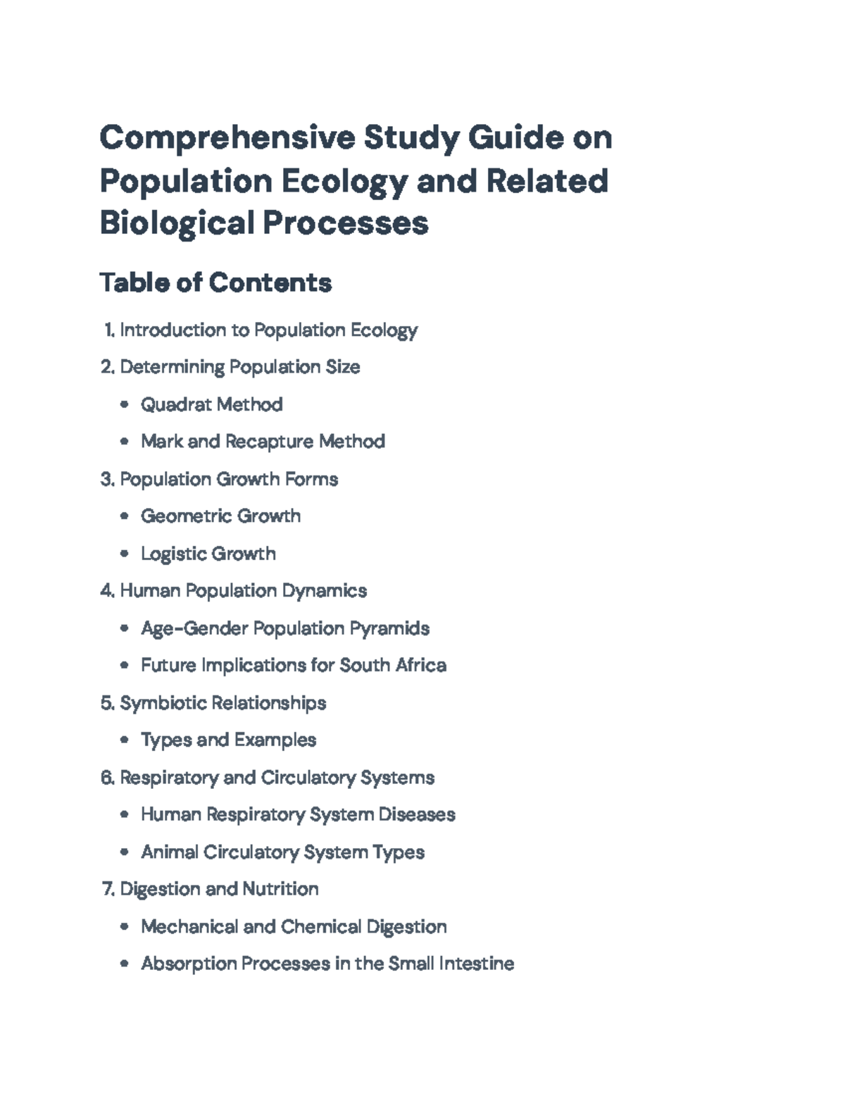 Population Ecology Study Guide (BIOL 101): Key Concepts and Dynamics ...