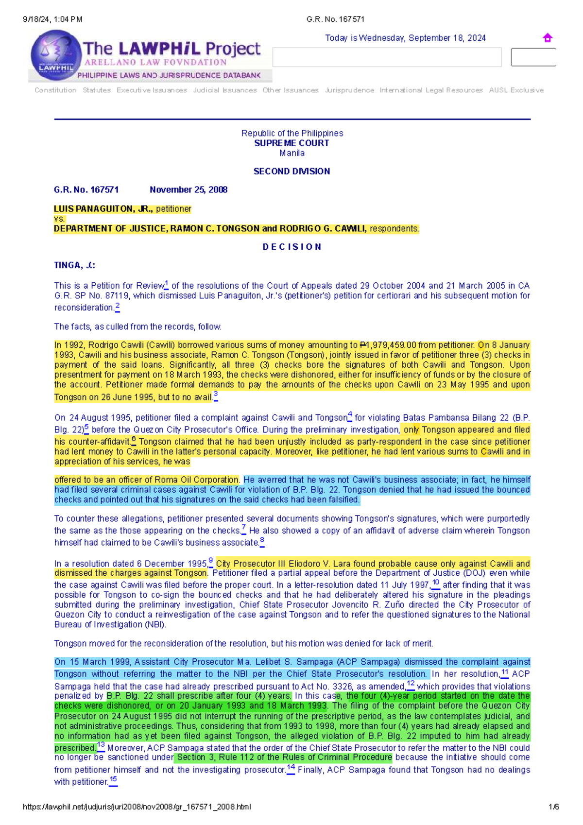 G.R. No. 167571: Panaguiton, Jr. vs. DOJ - Supreme Court Decision ...