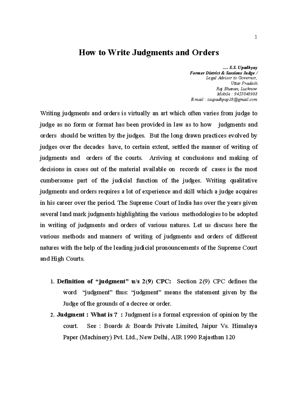 Legal Writing Guide: Crafting Judgments & Orders - Studocu
