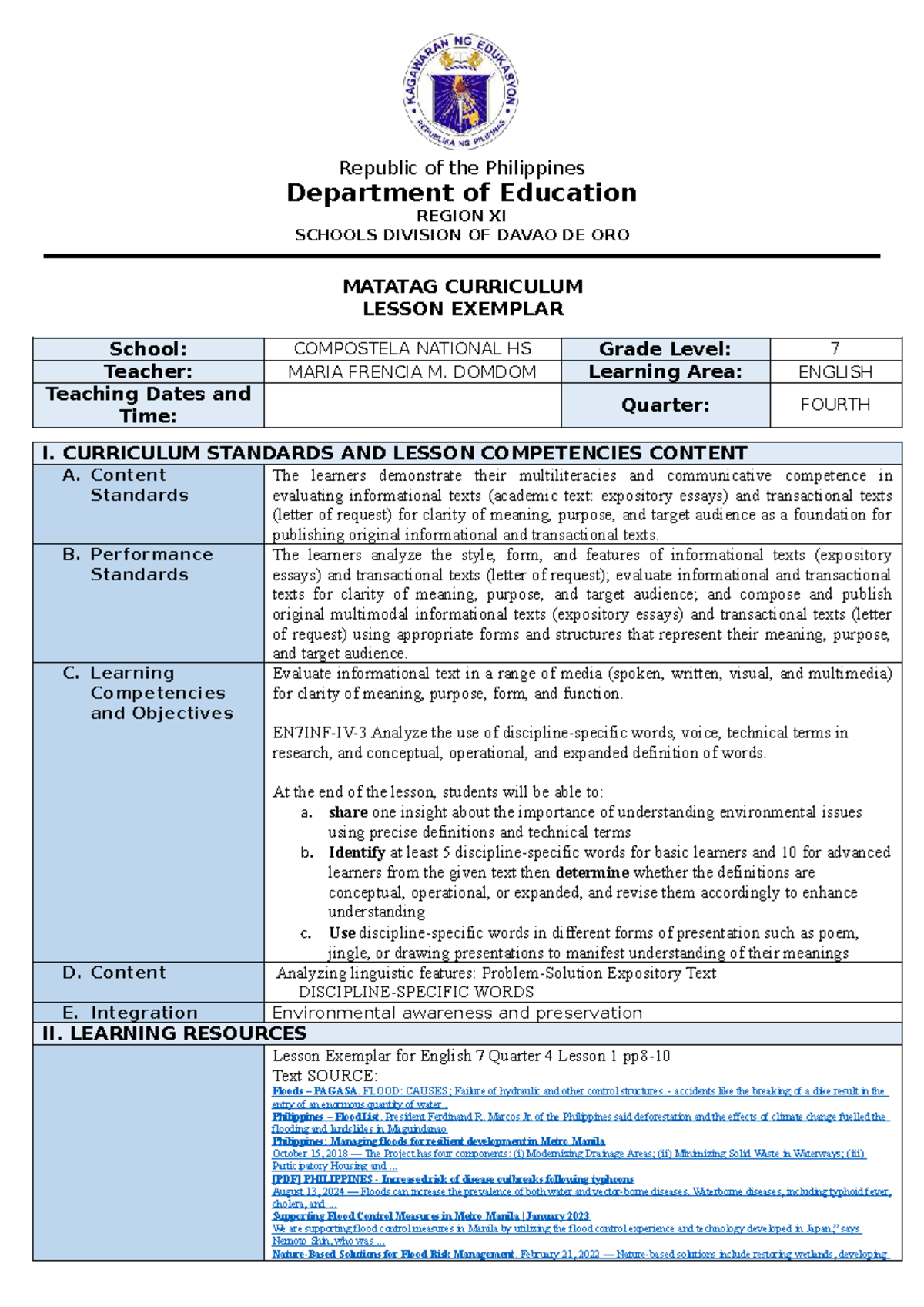 DLP discipline-specific words FOR CO 4TH Revised 2 - Republic of the ...