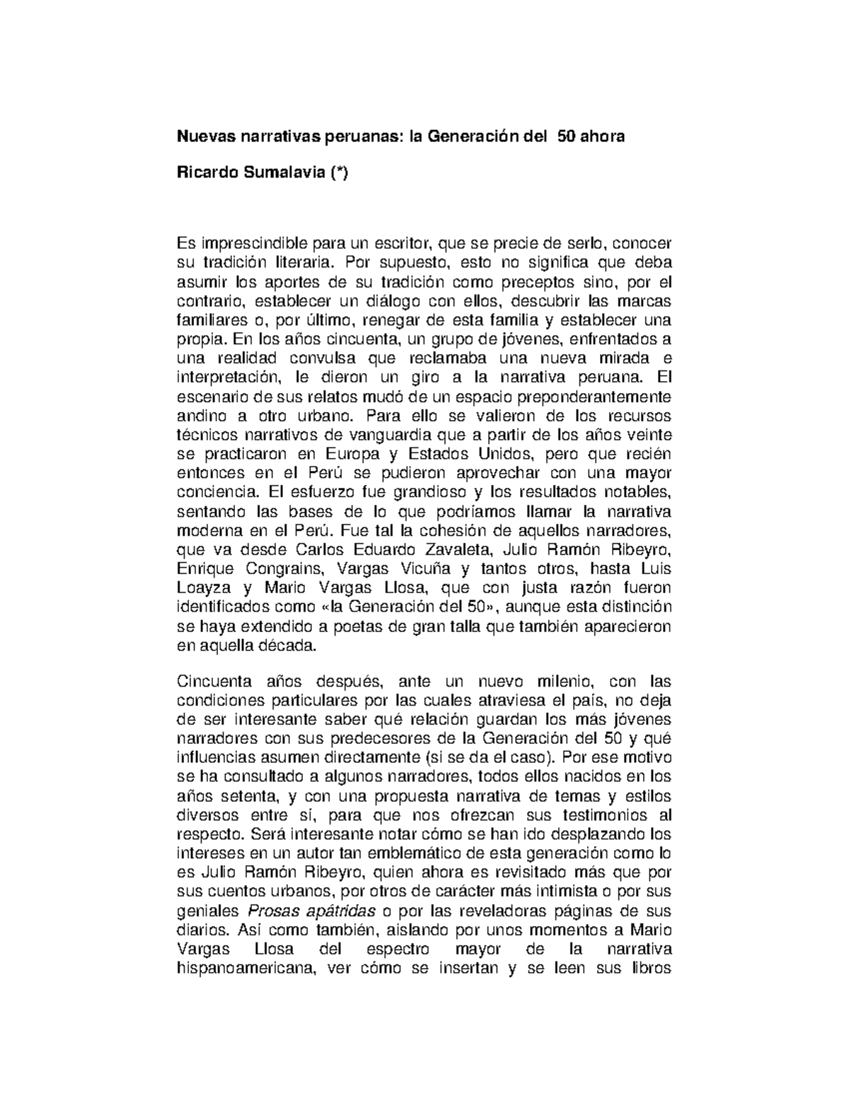 293 - Nuevas Narrativas Peruanas: Reflexiones sobre la Generación del ...