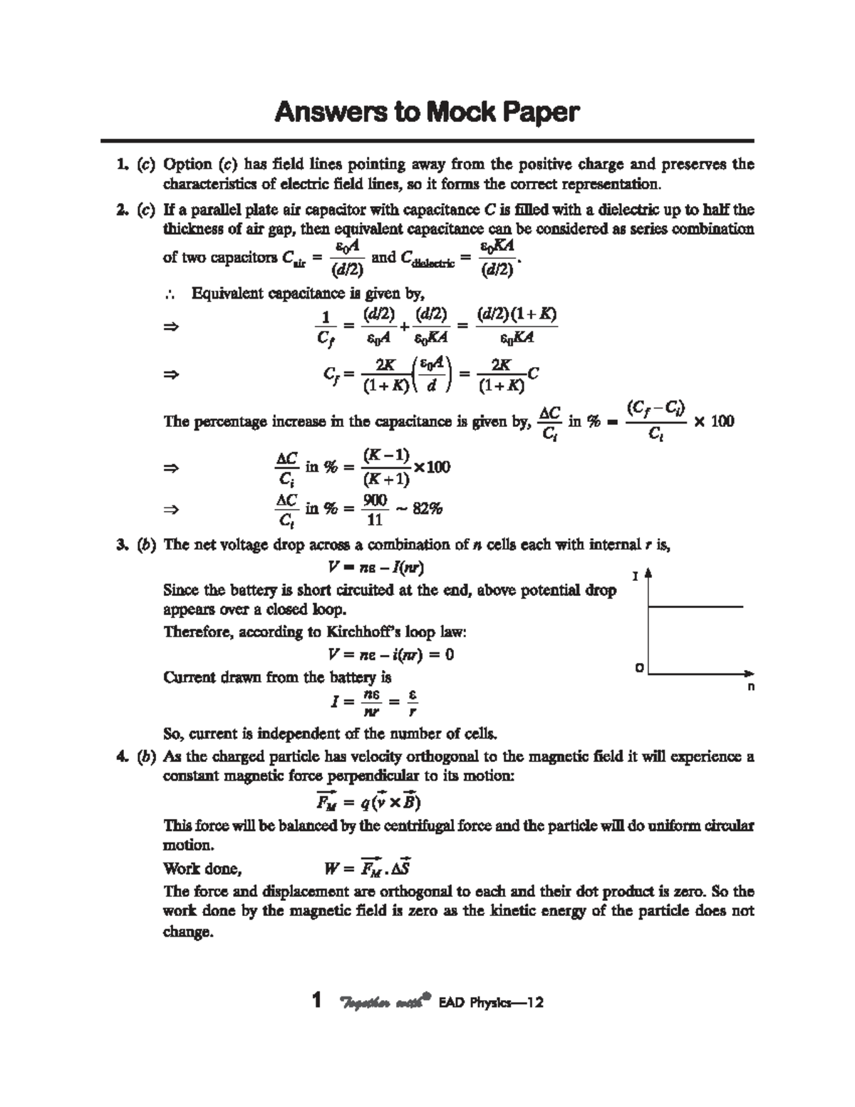 CBSE Class 12 EAD Physics Answers to Mock Paper 2025 - Studocu