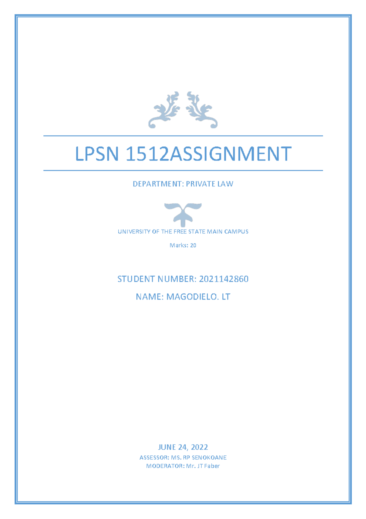 LPSN 1512 Assignment: Legal Subjectivity & Nasciturus Adage Explained ...