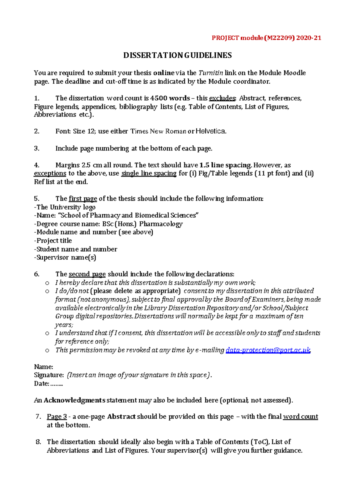 Project module dissertation preparation guidelines 2020 - PROJECT ...