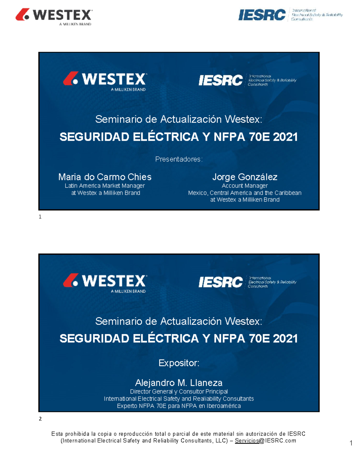 Manual Webinar 70E 2021 Westex Iesrc - Sep 2021 - Esta prohibida la ...