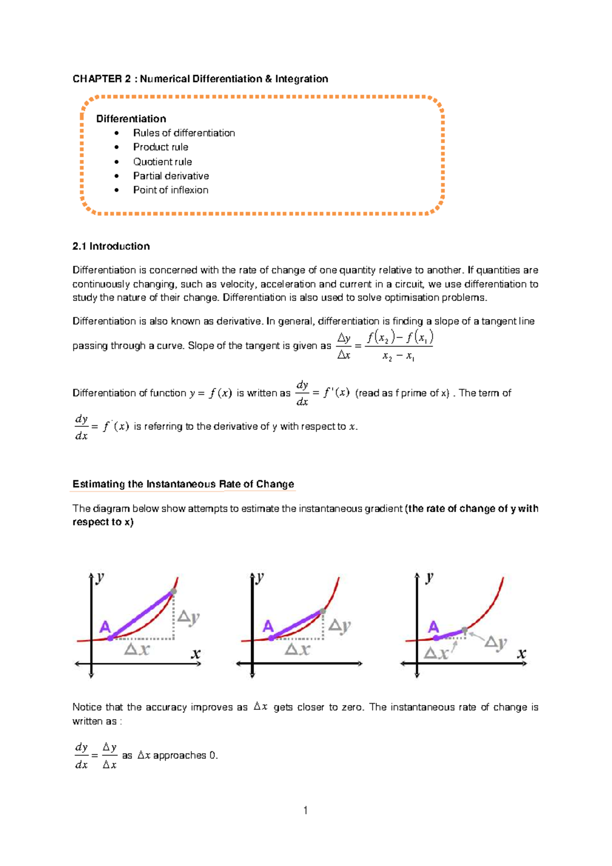 CHAPTER 2: Numerical Differentiation and Integration Techniques - Studocu