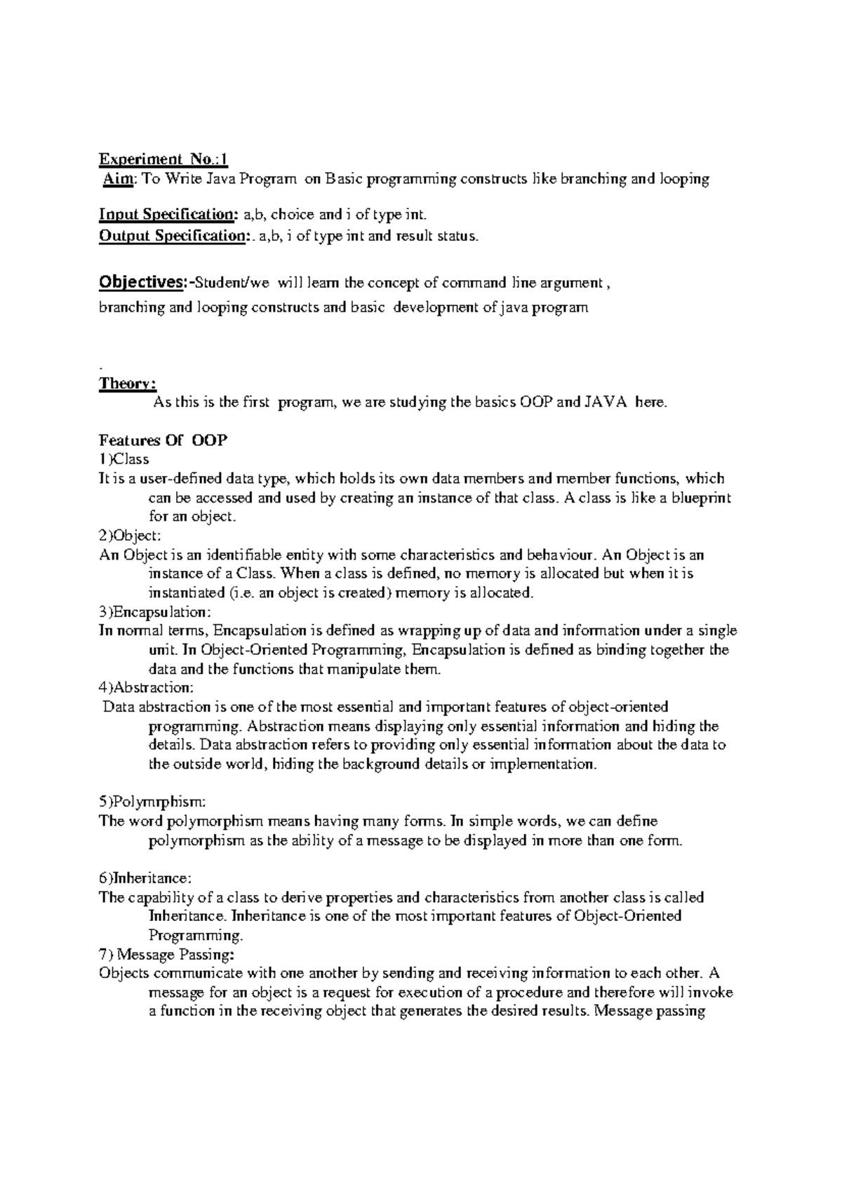 method and constructor overloading - Experiment No.: Aim: To Write Java ...