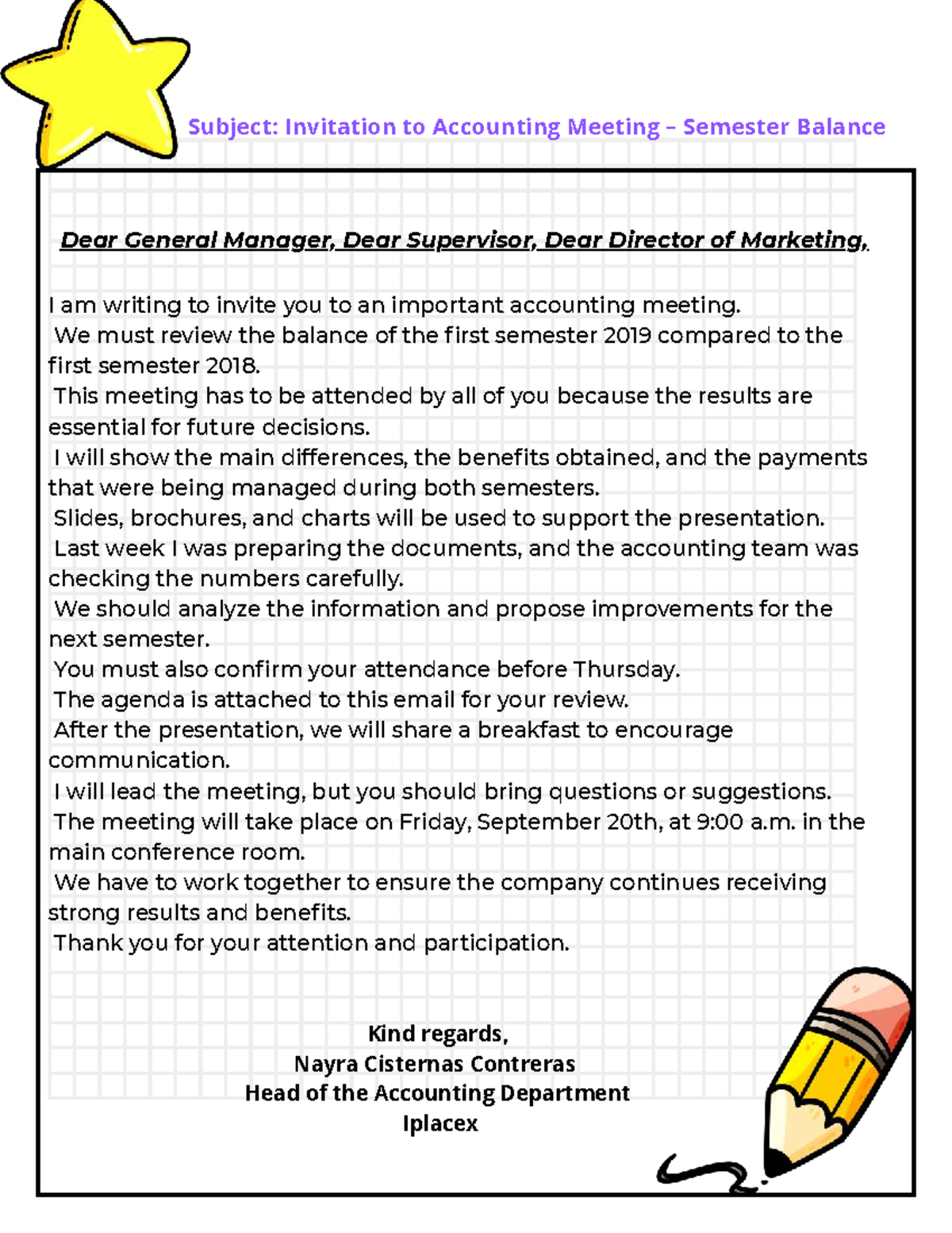 Accounting Meeting Invitation: Semester Balance Review - Studocu