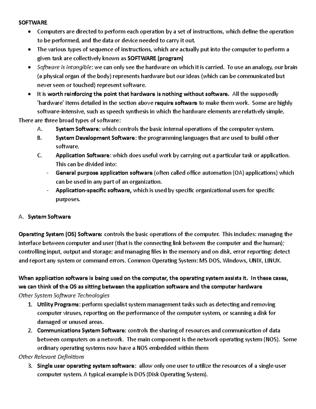 Software - IT Applications Overview and Types - Studocu