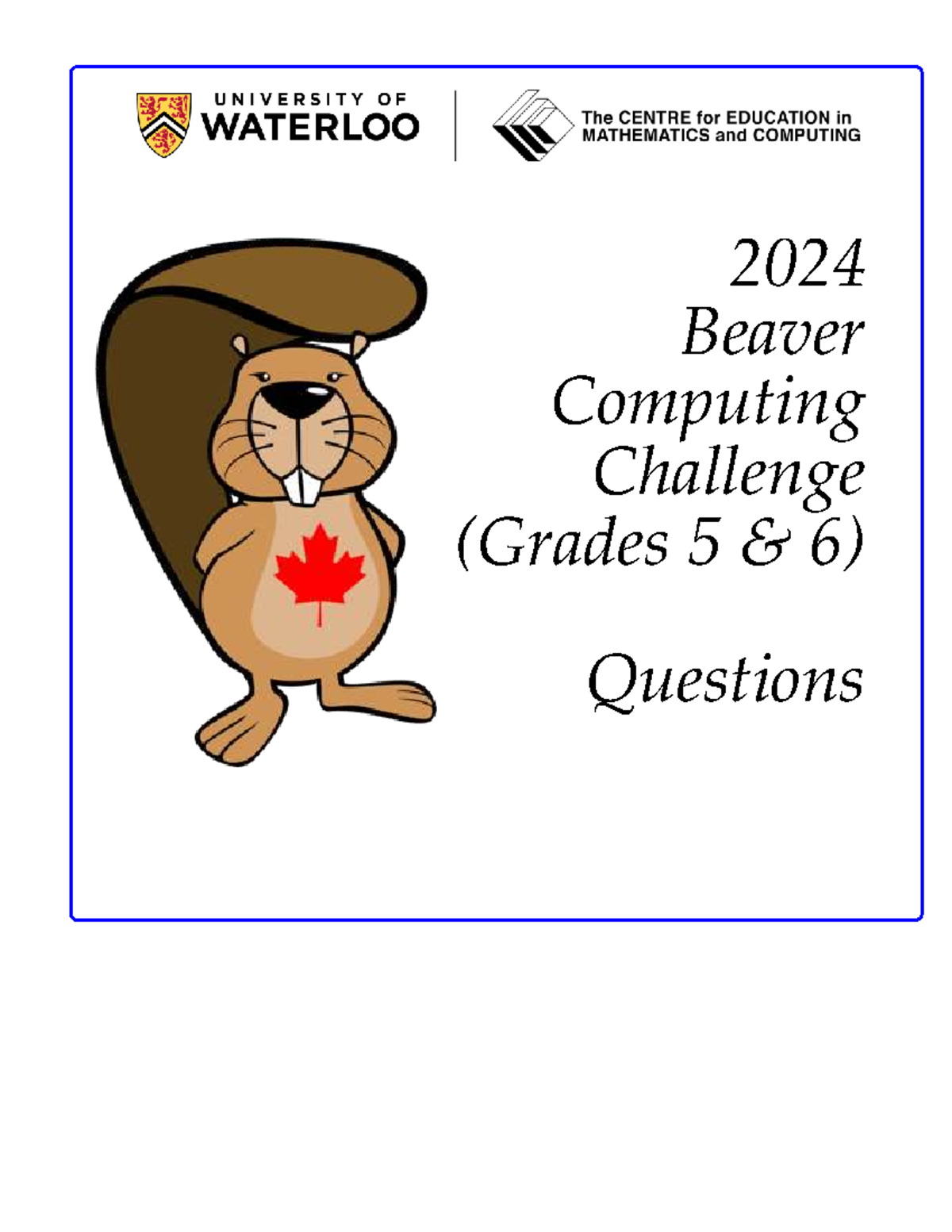 2024 BCC Contest (Grades 5-6) Math Questions & Stories - Studocu