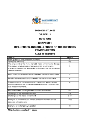 Teachers COPY 2024 BSTD Grade 11 Notes Chapter 3 - BUSINESS STUDIES ...