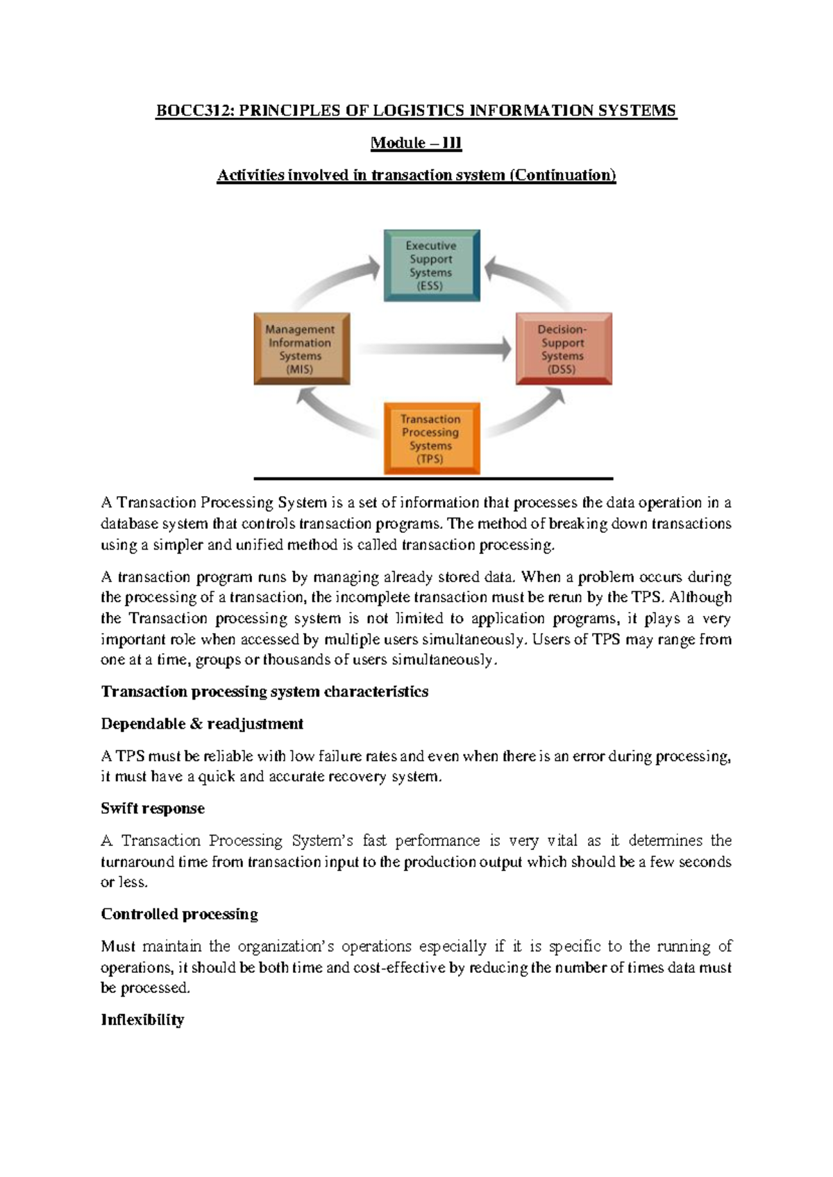 PLIS Module 3 Continuation - BOCC312: PRINCIPLES OF LOGISTICS ...