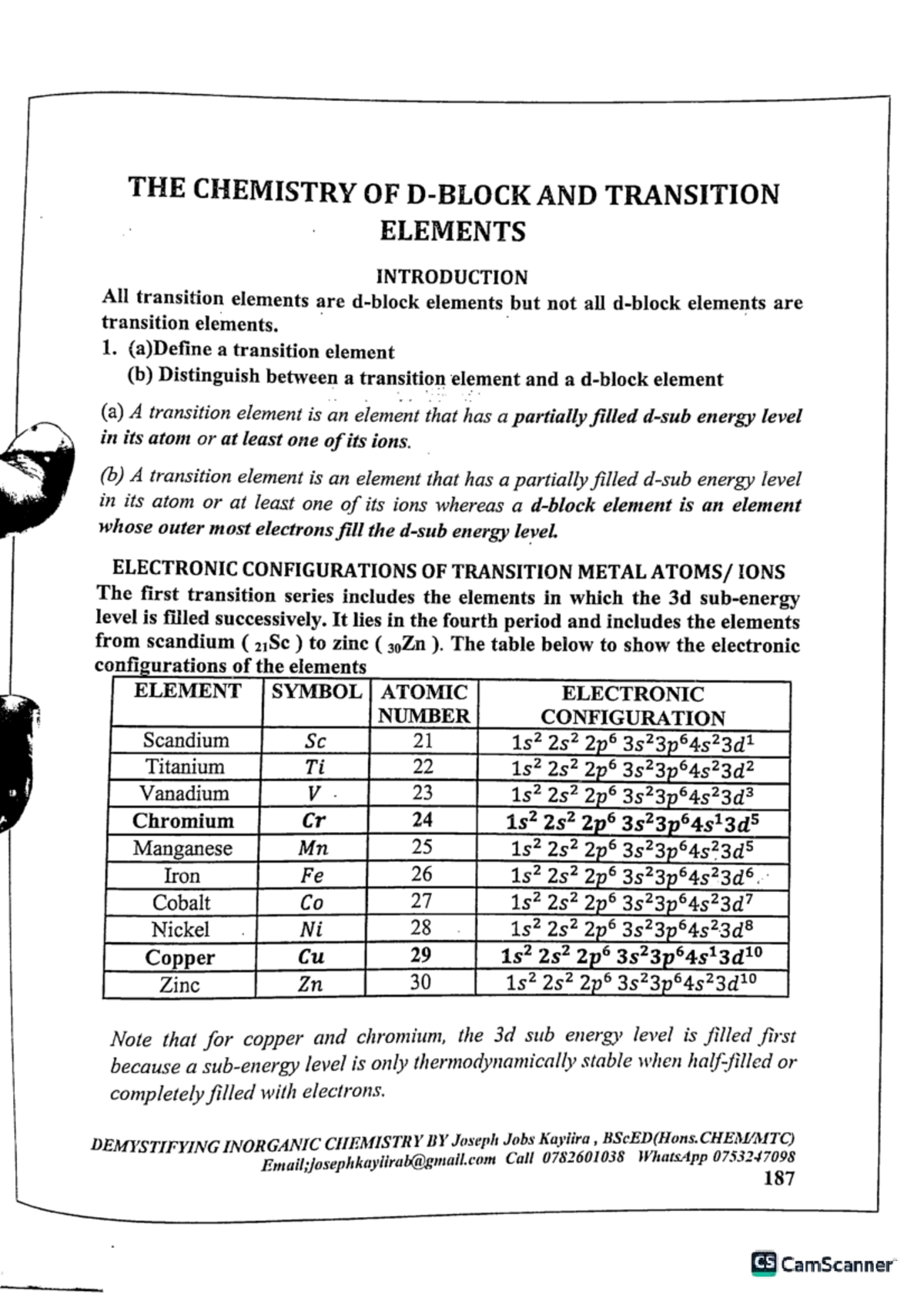 Transition Elements Notes: Understanding Their Chemistry and Properties ...