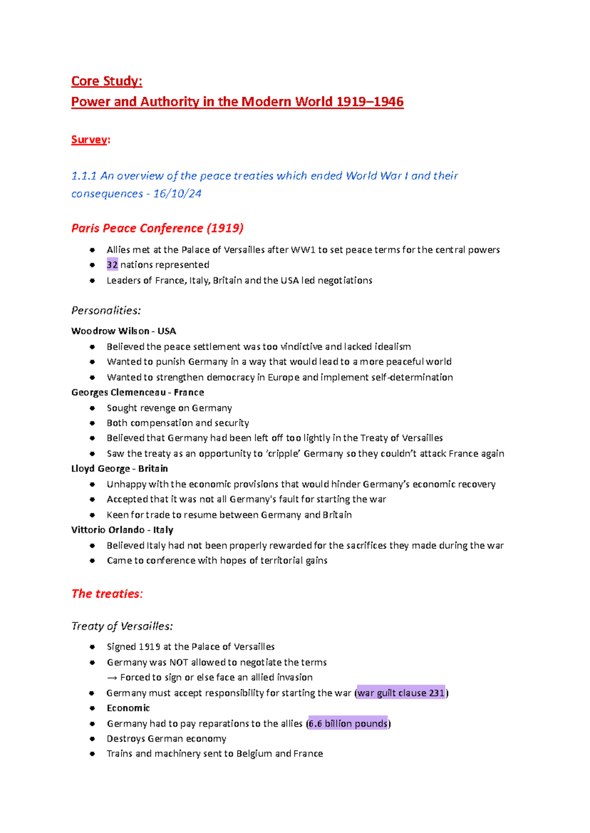 YEAR 12 Modern History: Power and Authority in the Modern World - Studocu