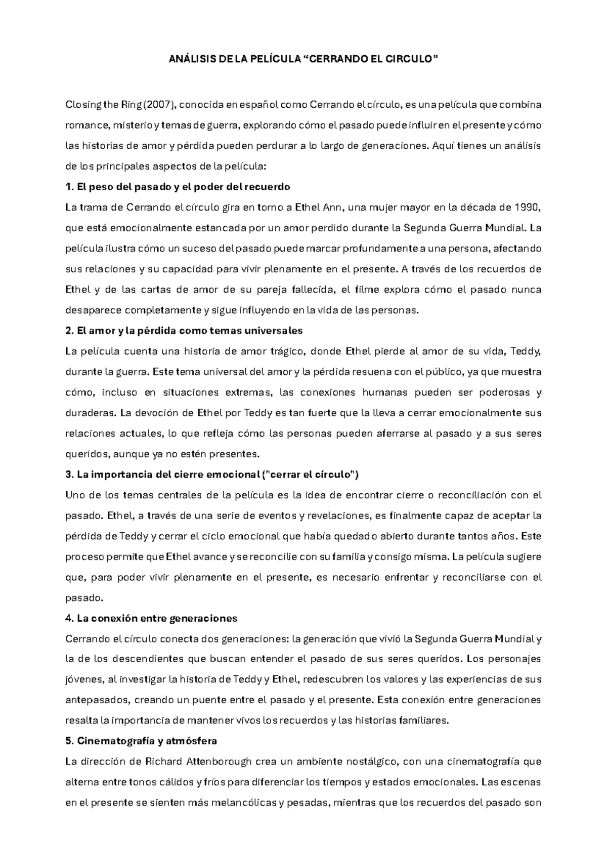 Análisis de la Película "Cerrando el Círculo": Temas y Significado ...