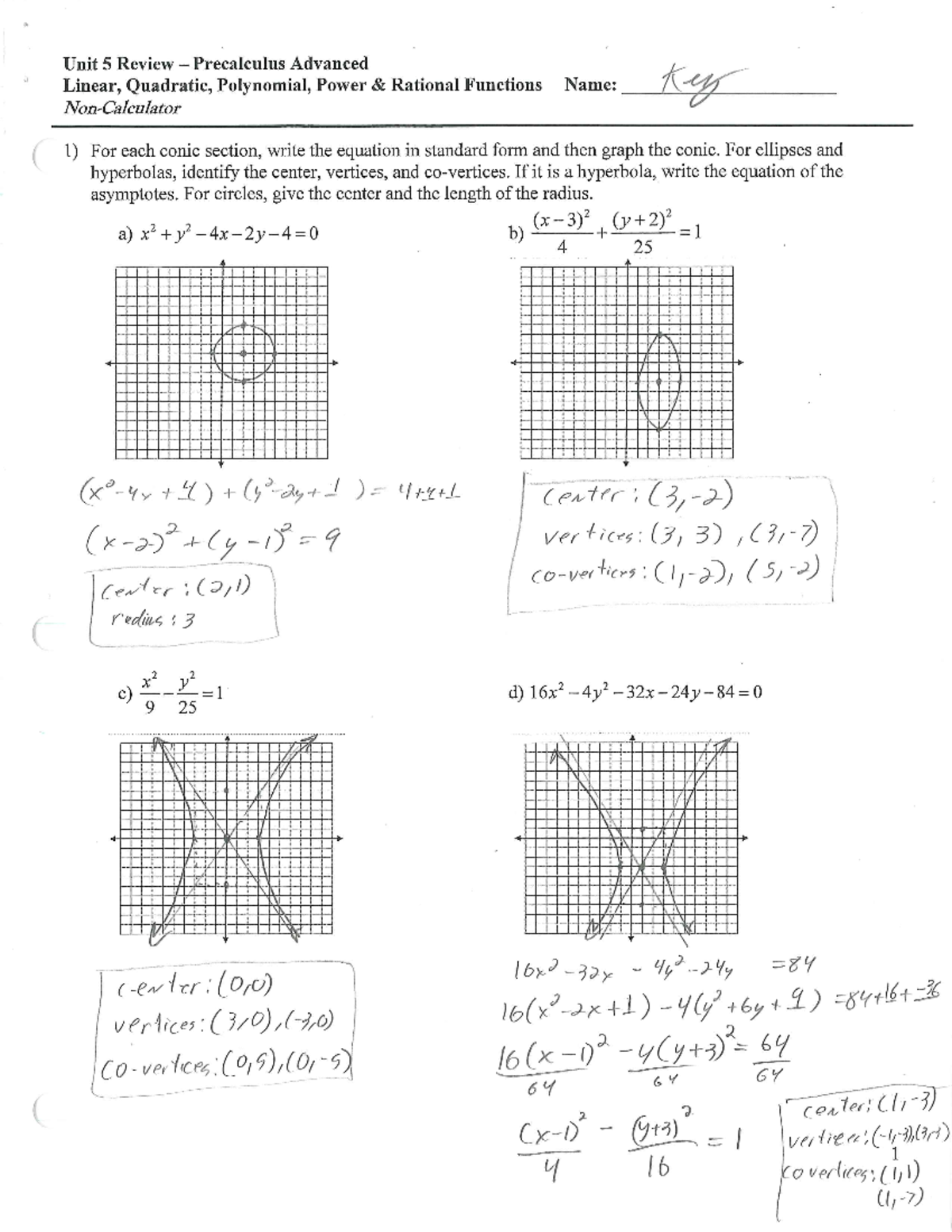 Unit 5 Review Guide Key 2019 - Unit 5 Review Precalculus Advanced ...