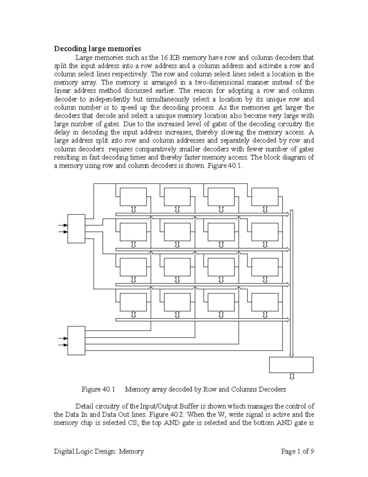 Lecture 40 - Decoding Large Memories in Digital Logic Design - Studocu