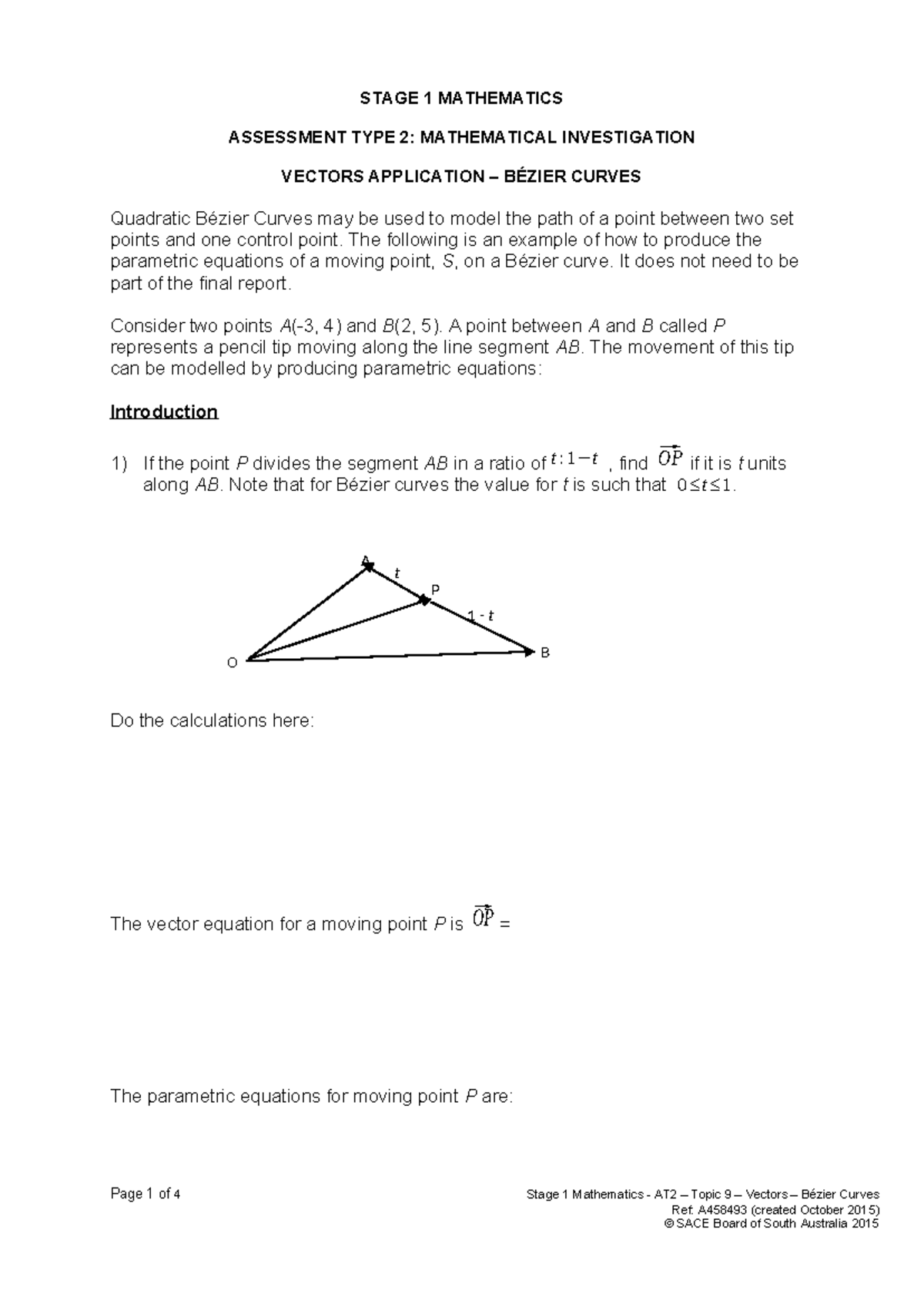 Stage 1 Mathematics AT2: Vectors and Bézier Curves Analysis - Studocu