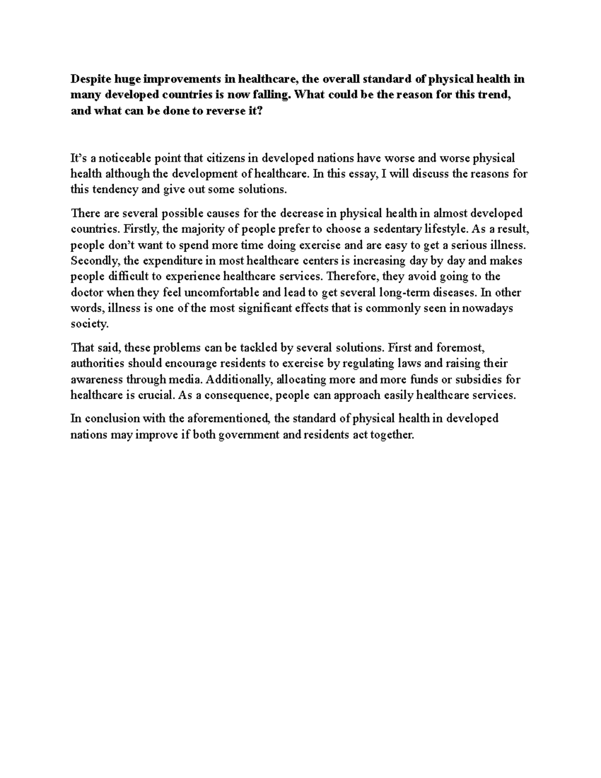 HW 23-8: Essay on Declining Physical Health in Developed Nations - Studocu