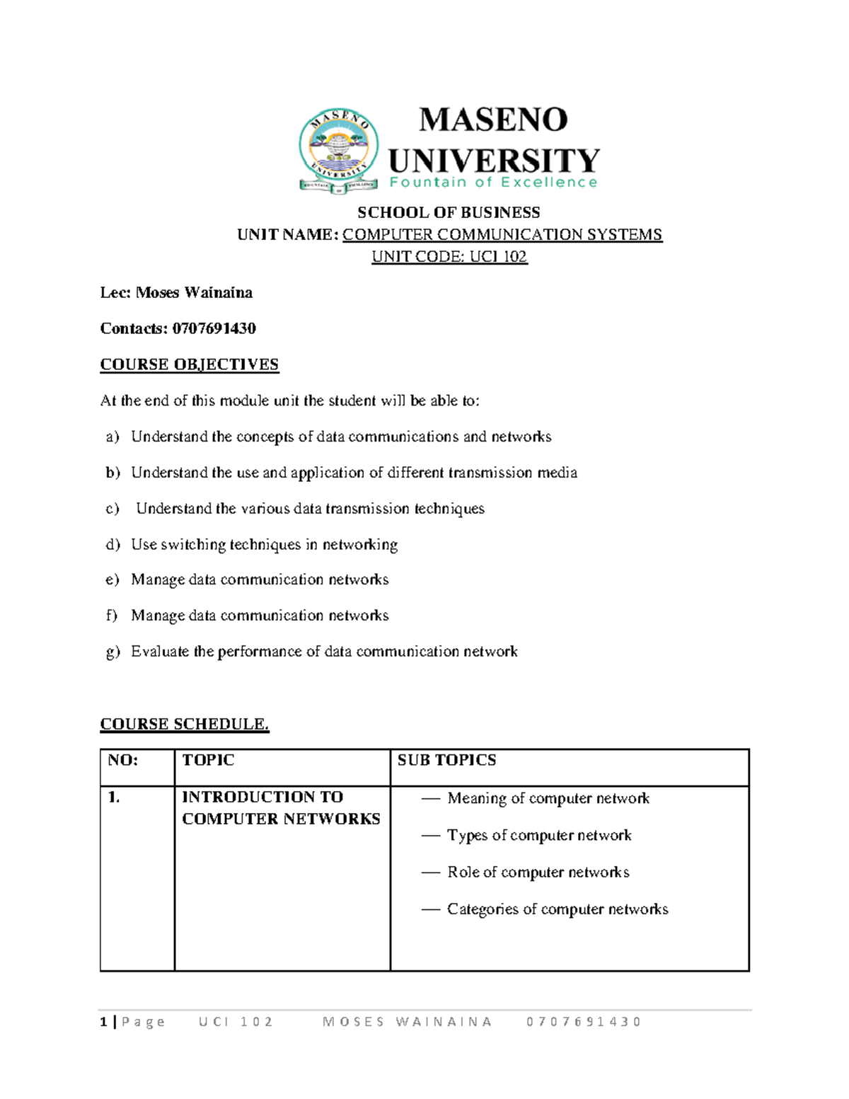 UCI 102 Computer Communication Systems Lecture Notes - Studocu