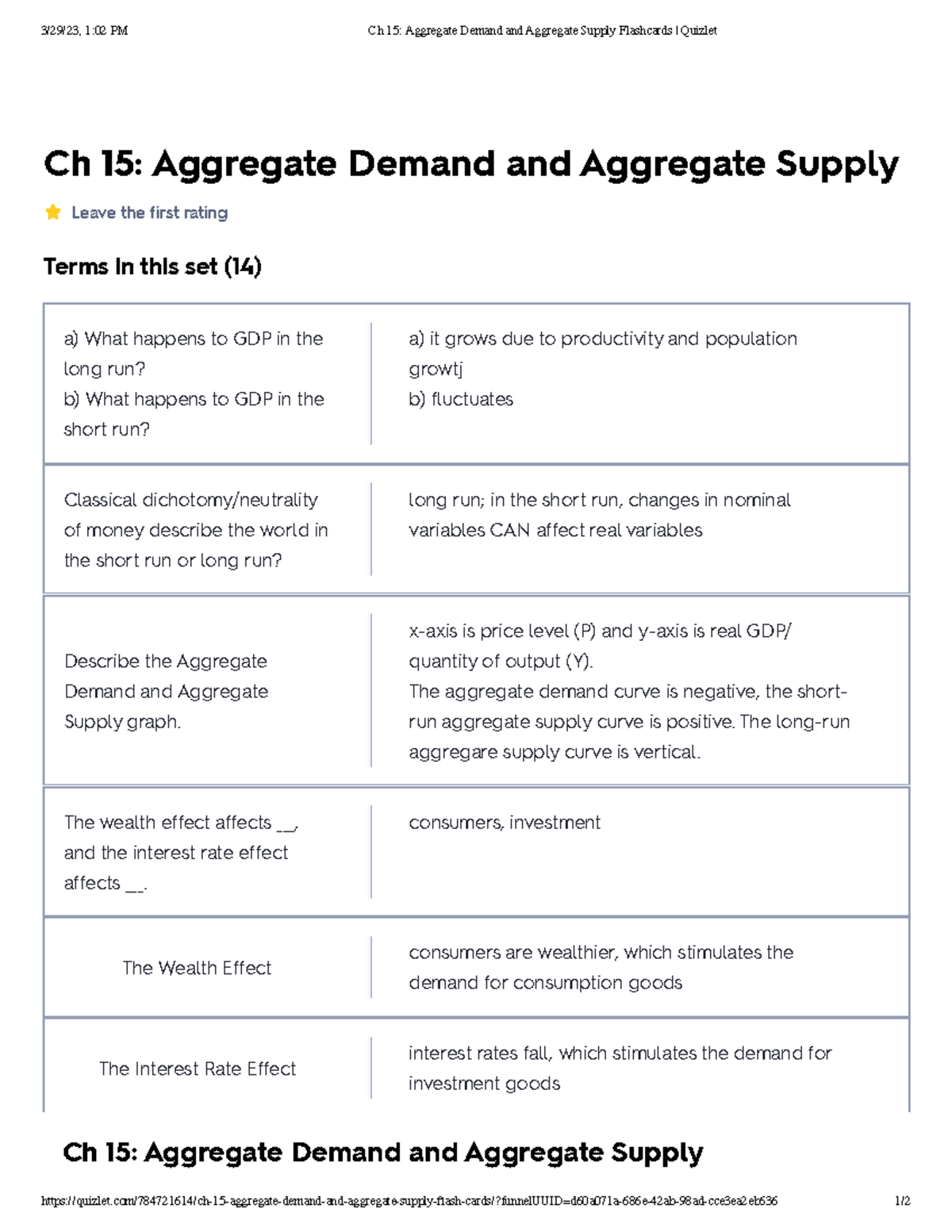 Ch 15 Aggregate Demand and Aggregate Supply Flashcards Quizlet - x-axis ...
