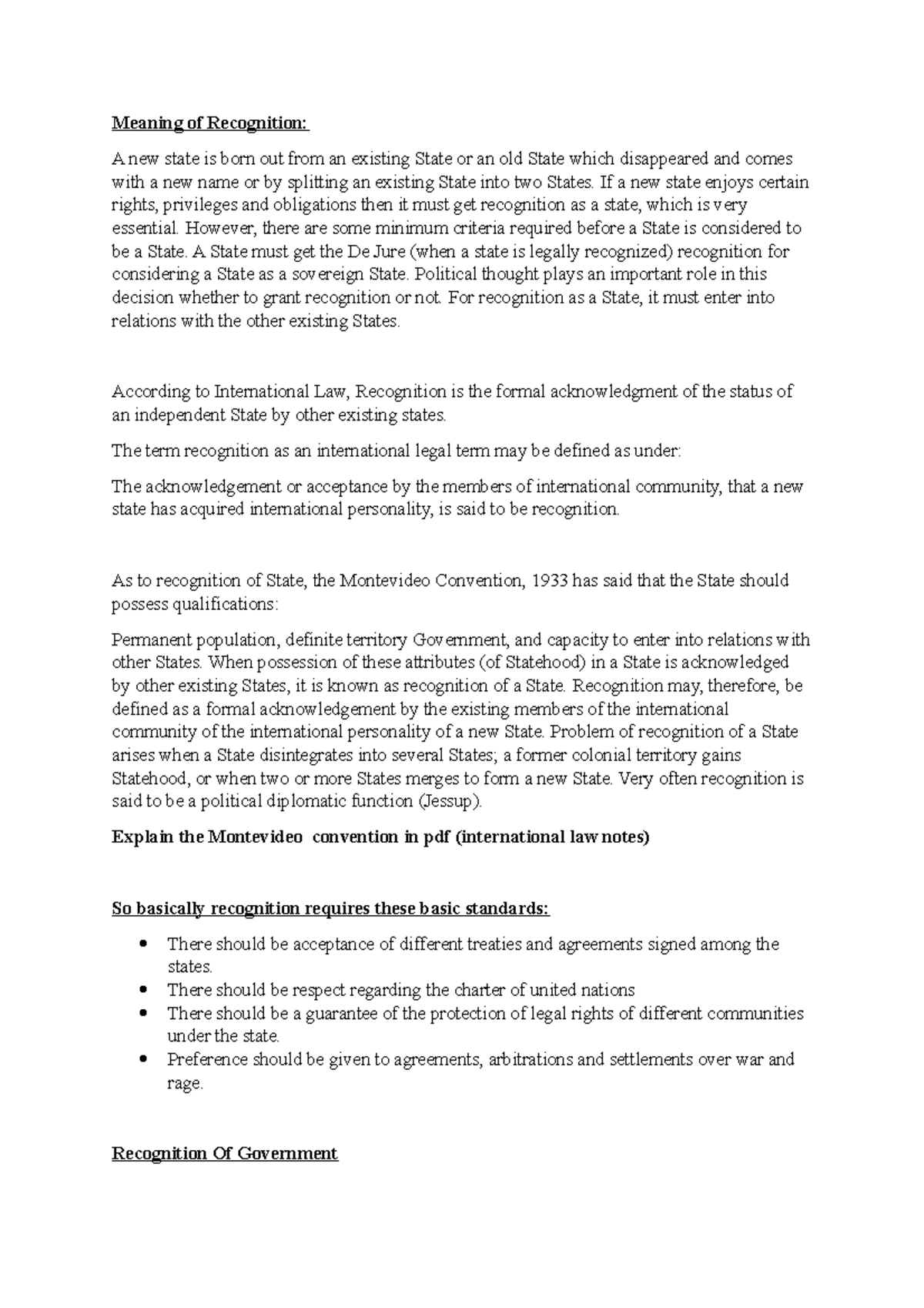 International Law Notes: State Recognition & Montevideo Convention ...