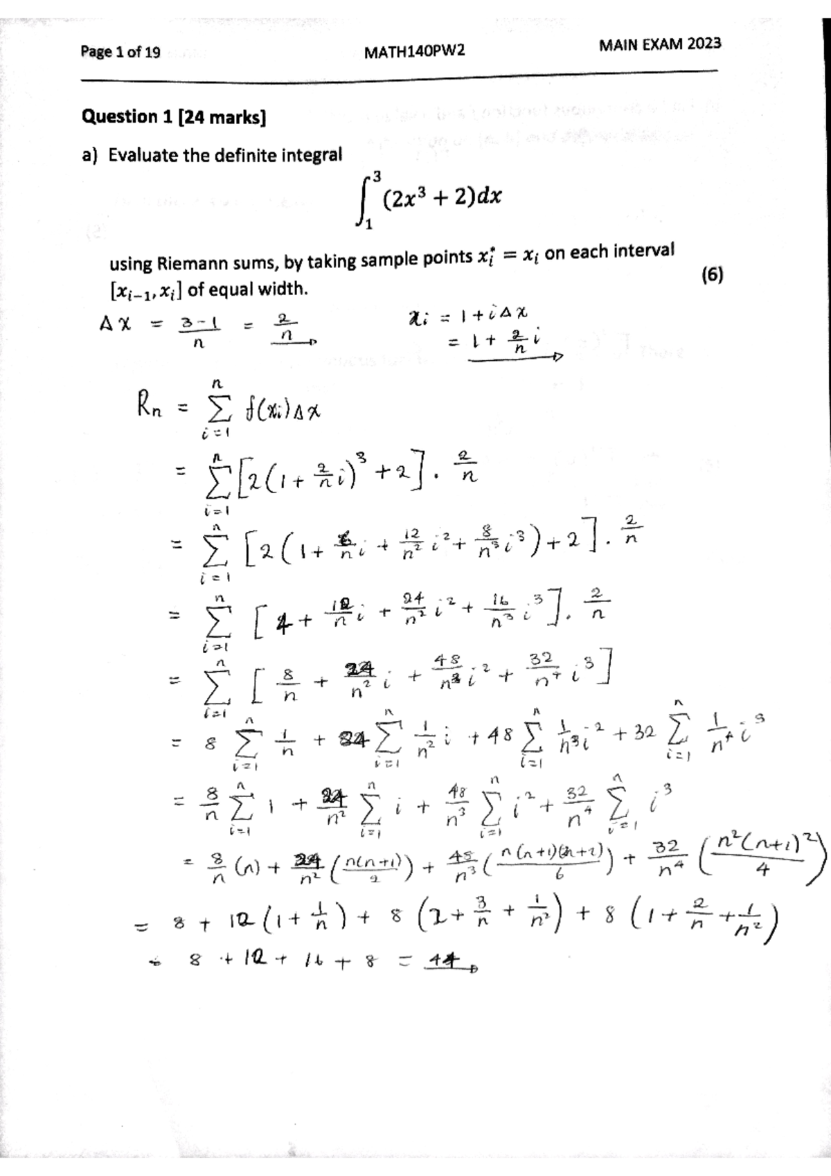 Math 140 Final Exam 2023 Memo: Key Solutions and Insights - Studocu