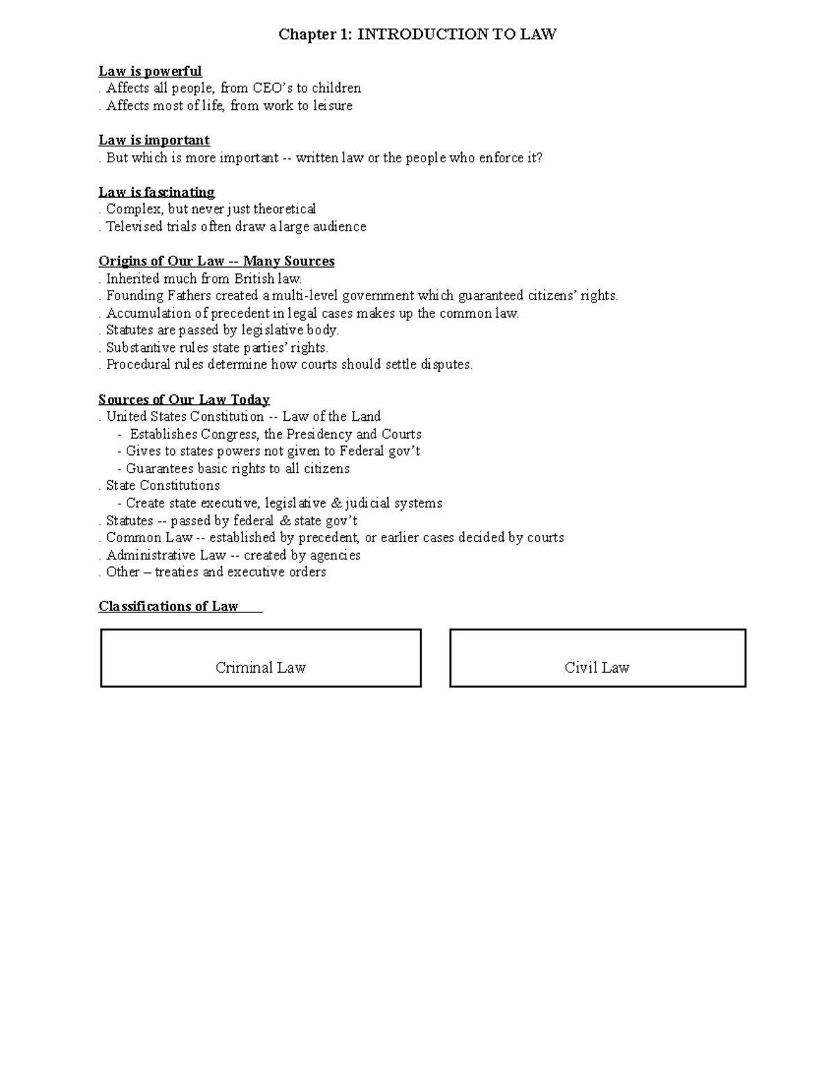 Môi trường pháp lý - Chapter 1: INTRODUCTION TO LAW Law is powerful ...