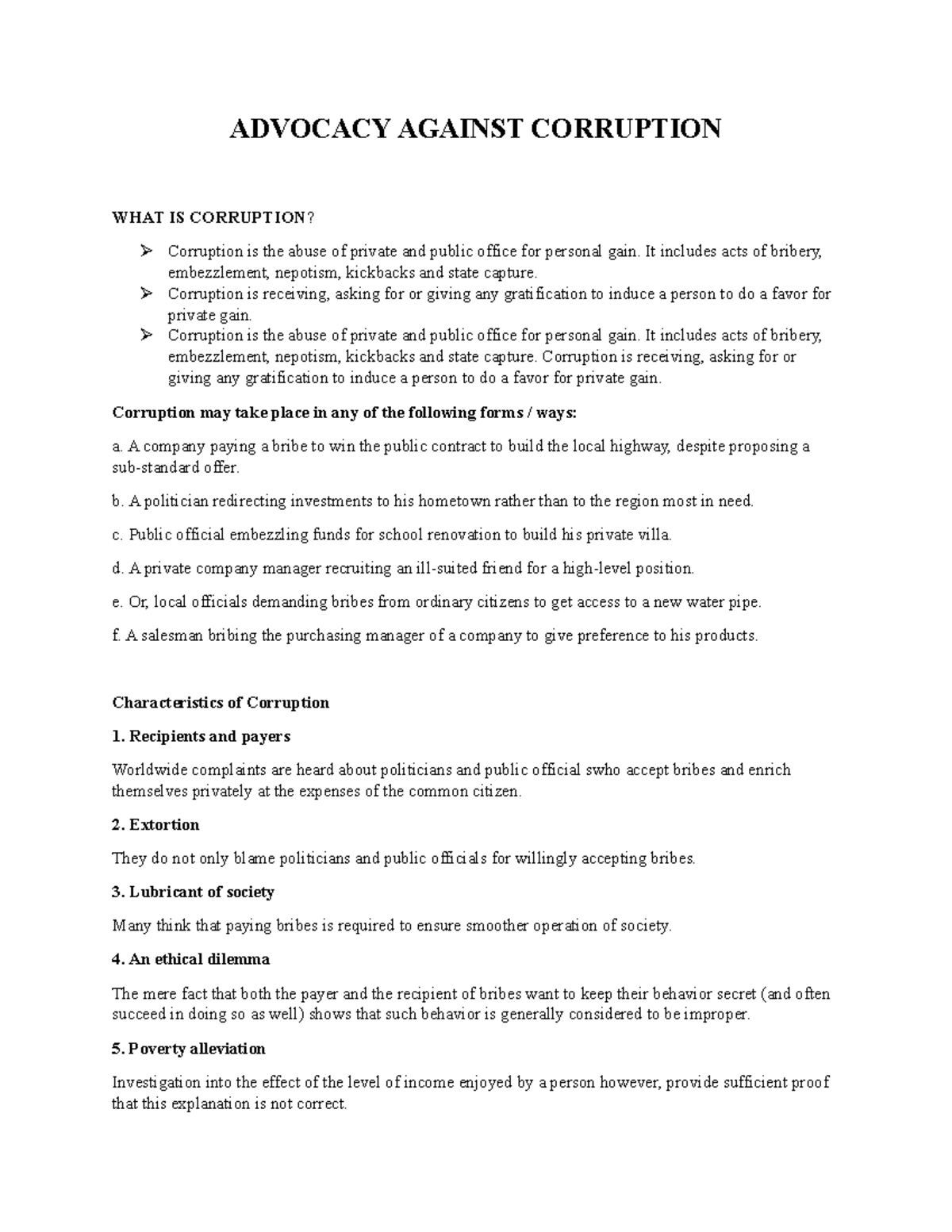 Advocacy- Against- Corruption - ADVOCACY AGAINST CORRUPTION WHAT IS ...