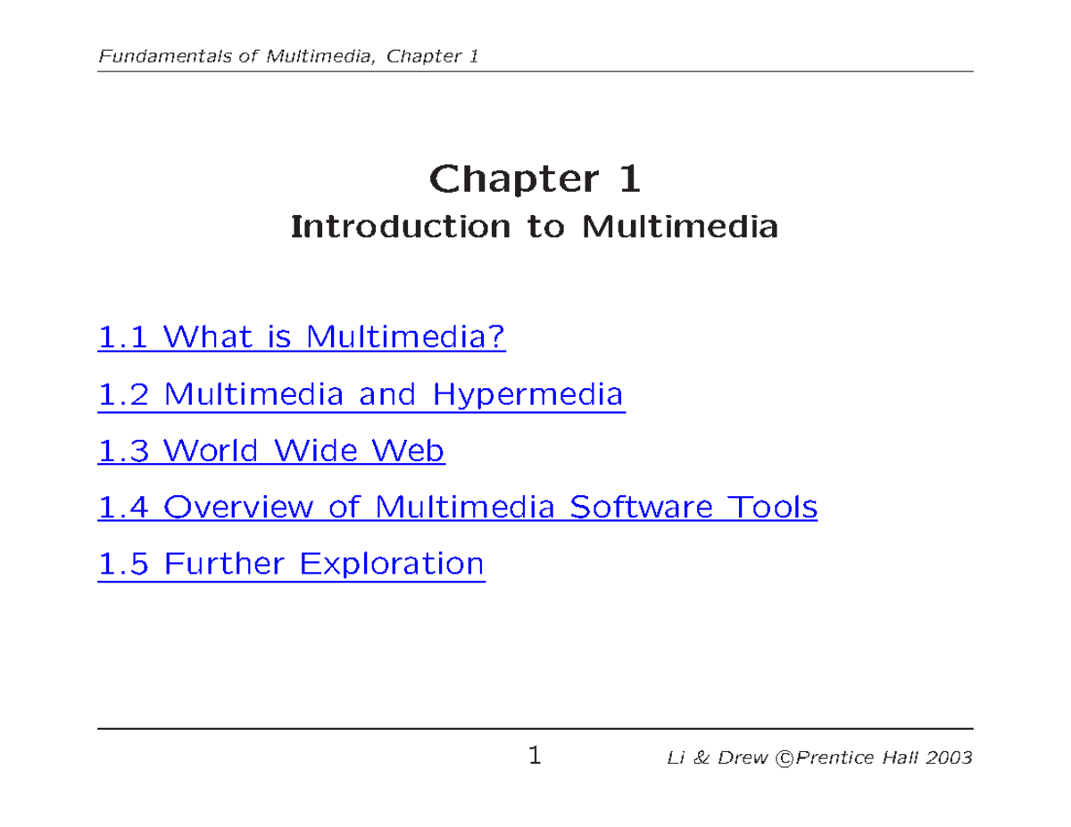 Lecture 1 Introduction to Multimedia - Chapter 1 Introduction to ...
